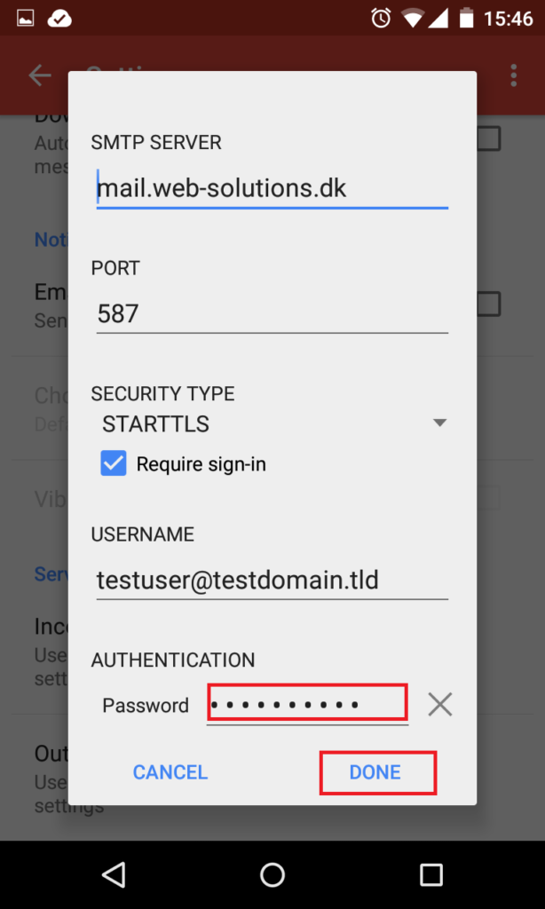 How to change e-mail password in Android - EuropeID